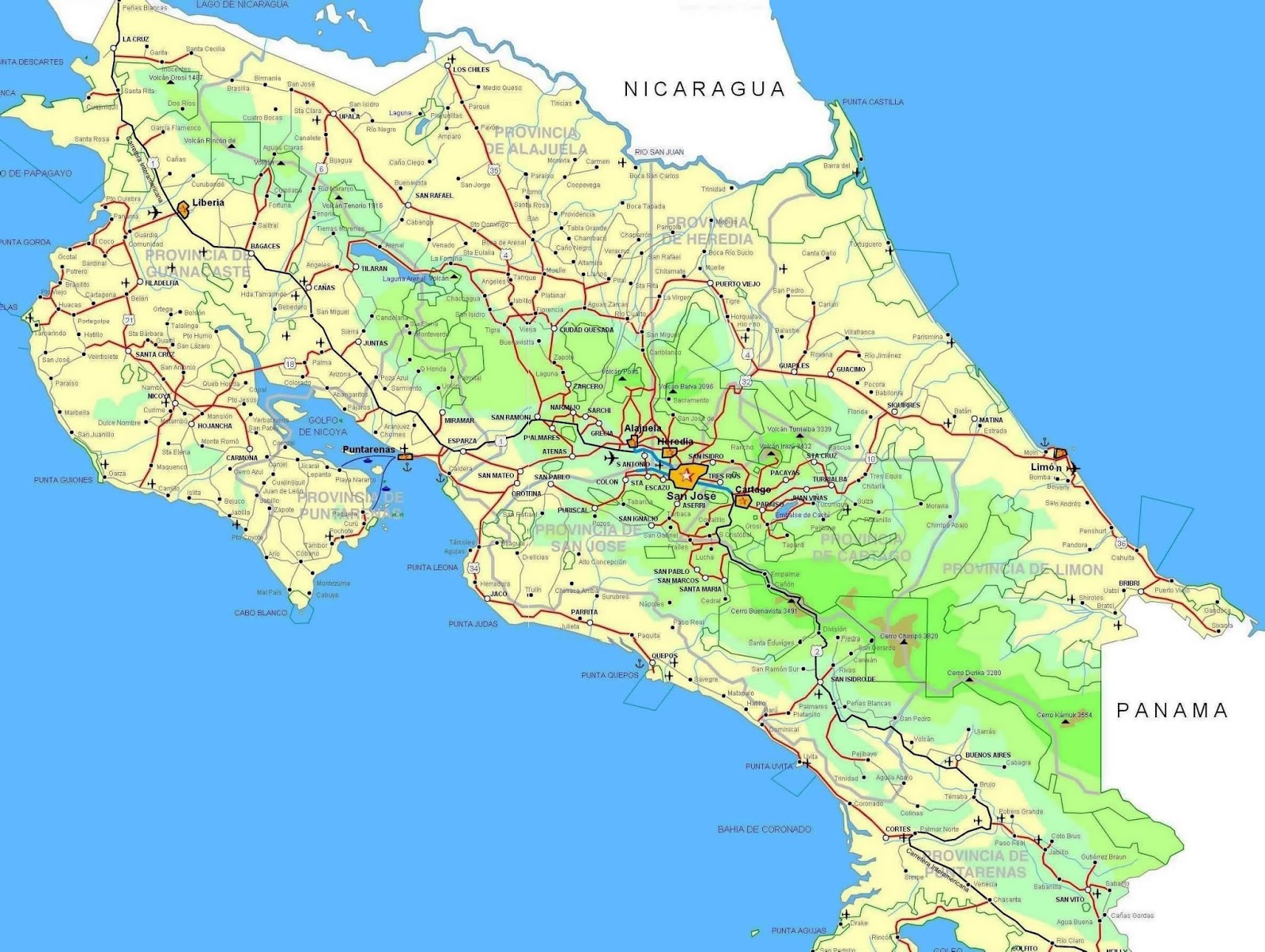 Mapas Geográficos da Costa Rica