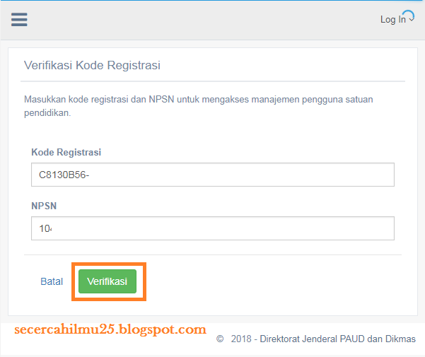 Cara Registrasi Pengguna Baru di Dapodik PAUD 2019 - Biologizone