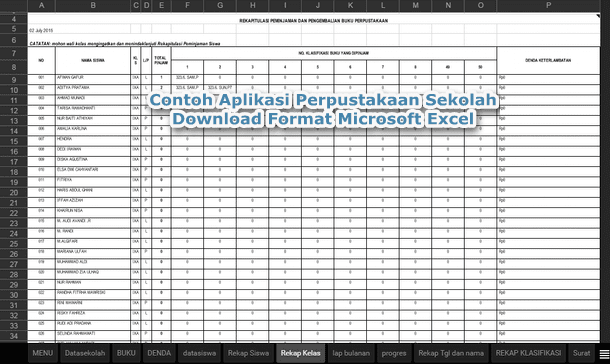 Contoh Aplikasi Perpustakaan Sekolah Format Microsoft Excel