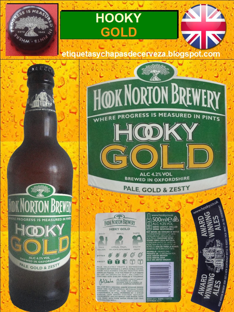 ETIQUETAS Y CHAPAS DE CERVEZA: HOOKY GOLD