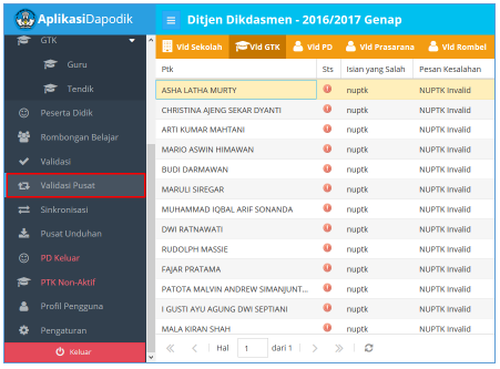 Pembaruan Menu Validasi di Dapodik 2017 - SIAP UJIAN