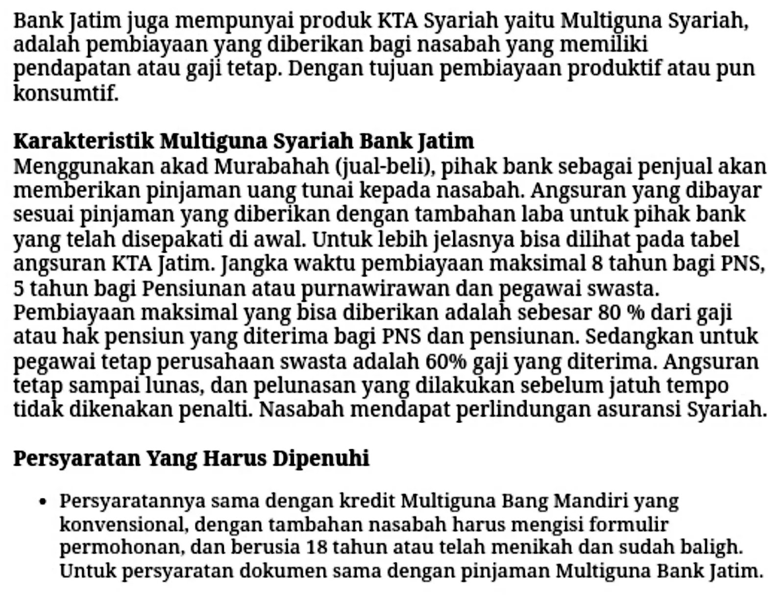 Tabel pinjaman bank jatim untuk pns (Kredit Multiguna) 2019