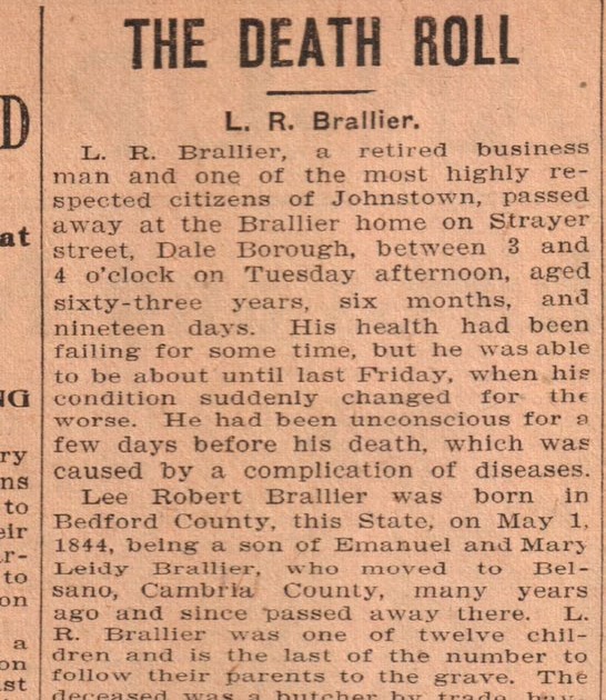 Vintage Johnstown: The Death Roll - L.R. Brallier - 1907