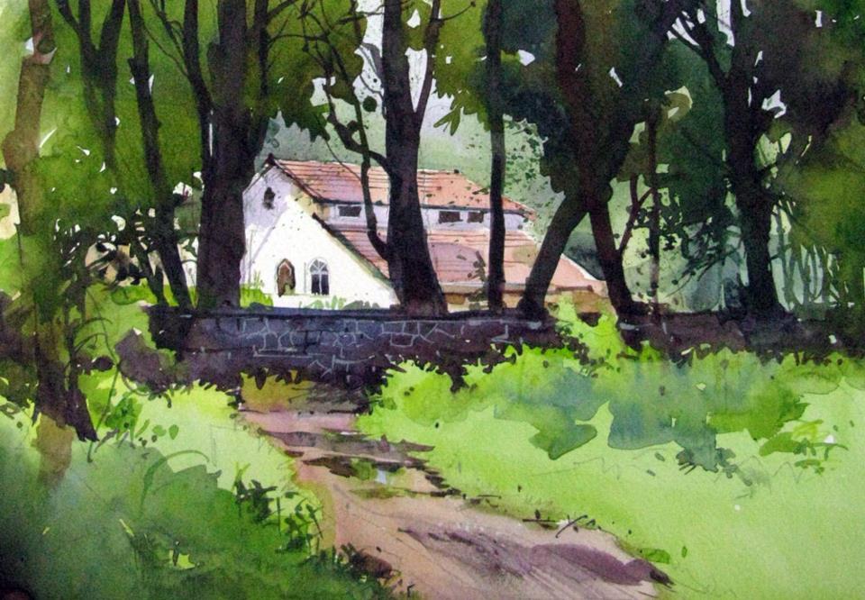 Milind Mulik Watercolor Landscape
