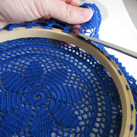 The Haby Goddess: 10 Minute Craft: Dyed Doily Embroidery Hoop