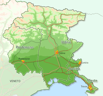 Friuli Venezia Giulia Map Political Regions | Italy Map Geographic ...