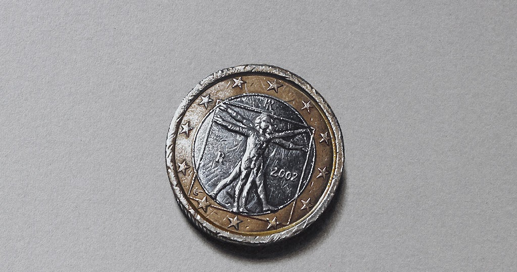 1 Euro Coin Drawing - Marcello Barenghi