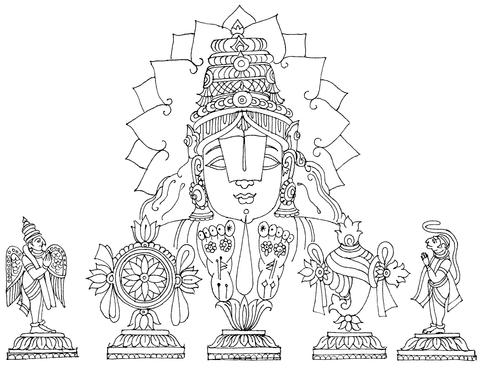 Tamil Cliparts: Venkatachalapathi Line Drawings for invitations