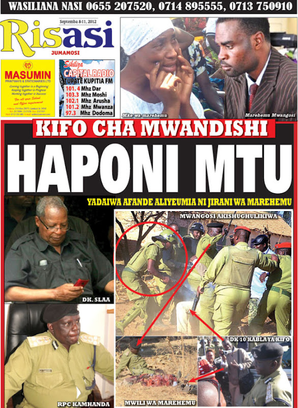 GAZETI LA RISASI JUMAMOSI YA LEO