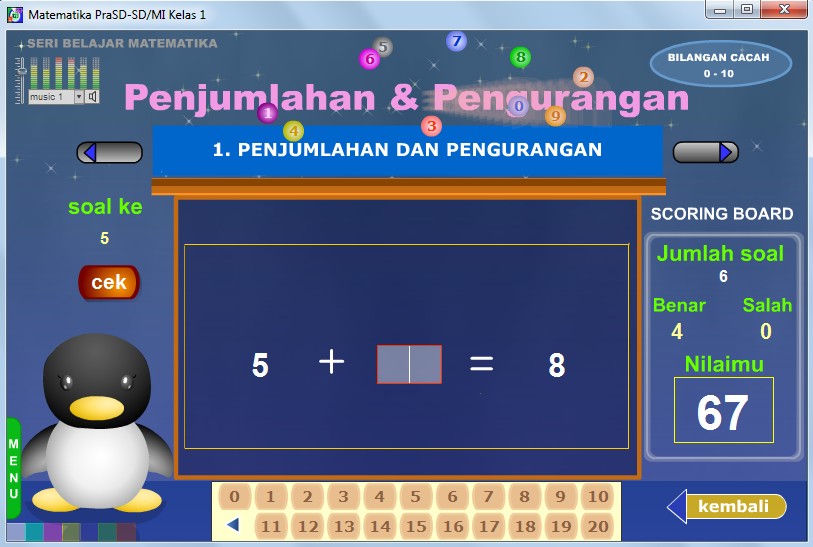 Tutorial Matematika SD Tingkat Dasar (MatSd1V1) - Media Belajar Interaktif