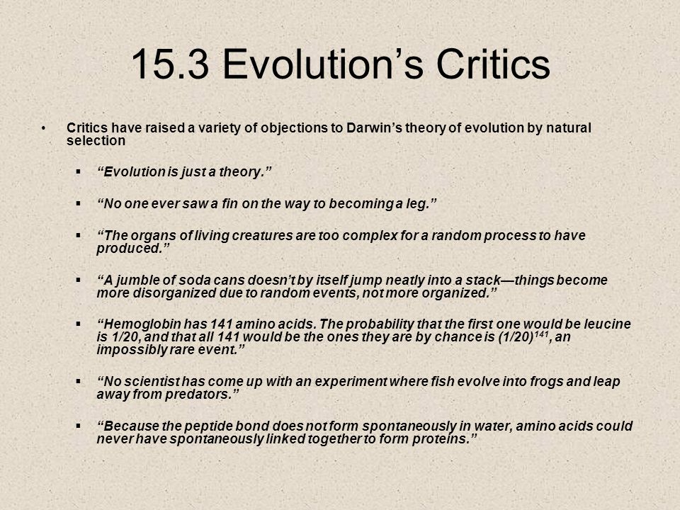 CRITICISM OF THEORY OF EVOLUTION BY DARWIN