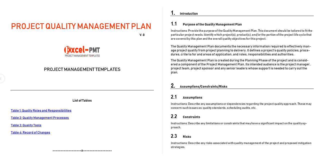 Quality management plan | Improvement of project management - Project ...