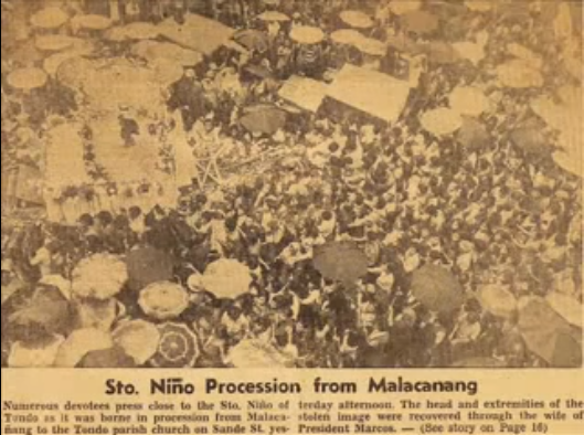 Pagkakabalik ng Imahe ng Sto. NIÑO de Tundo Pagkakabalik ng Imahe ng Sto. NIÑO de Tundo