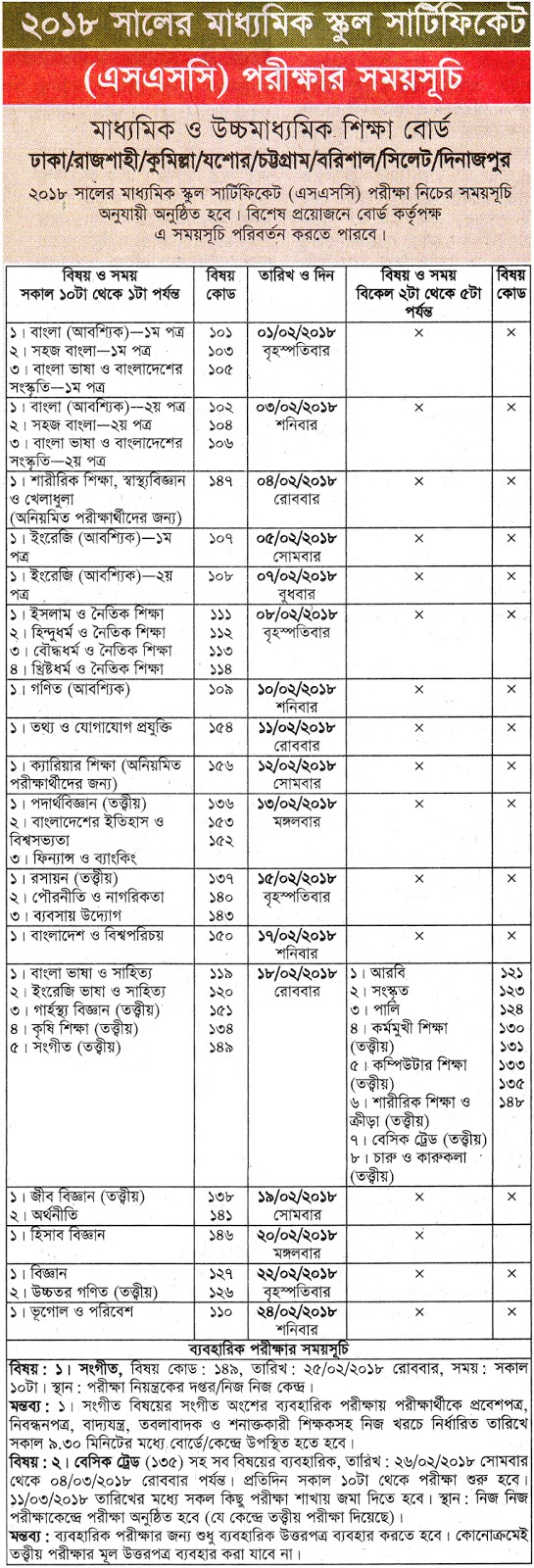 SSC Examination 2018 Routine for All Educational Boards | Life in ...