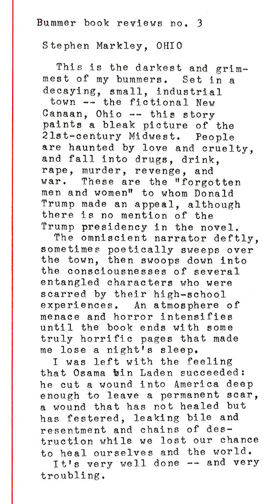 Bummer book review: Ohio, by Stephen Markley/ /THE TYPEWRITER REVOLUTION