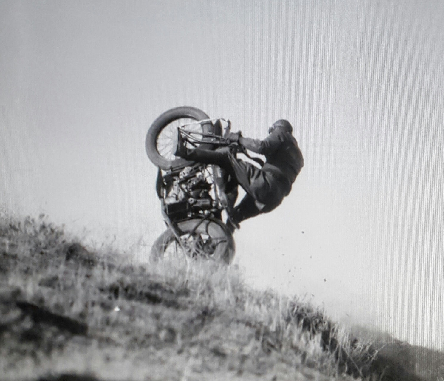 POPPA WHEELIE: Putt Mossman, Trick Rider performs on his Indian, 1933