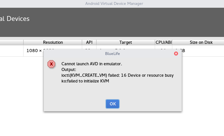 Error Ioctlkvmcreatevm Failed 16 Device Or Resource Busykofailed