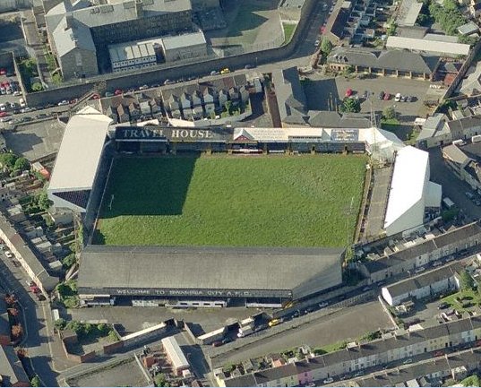 The Rainham End.: Vetch Field - Swansea City