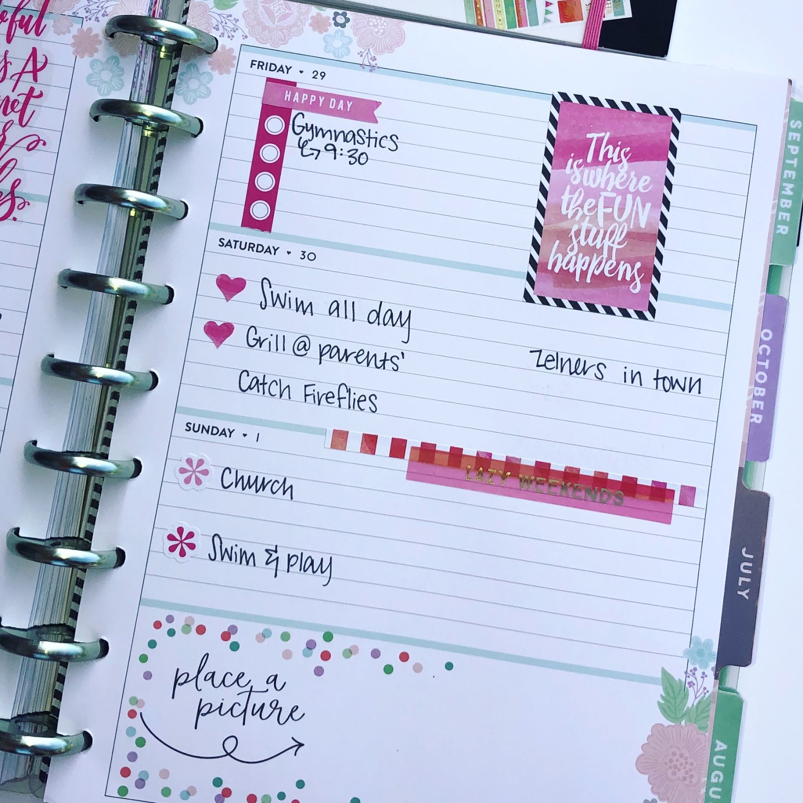 June 2018 Happy Planner Spreads - Poppy + Grace