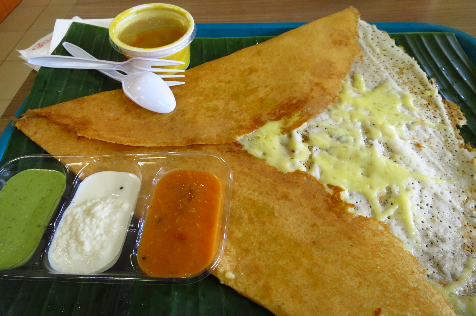 Small Potatoes Make The Steak Look Bigger: A cheese dosai from Komala's