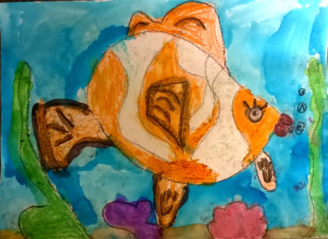 Angie Villa Art & Education: Grade 1 Funny Fish Paintings