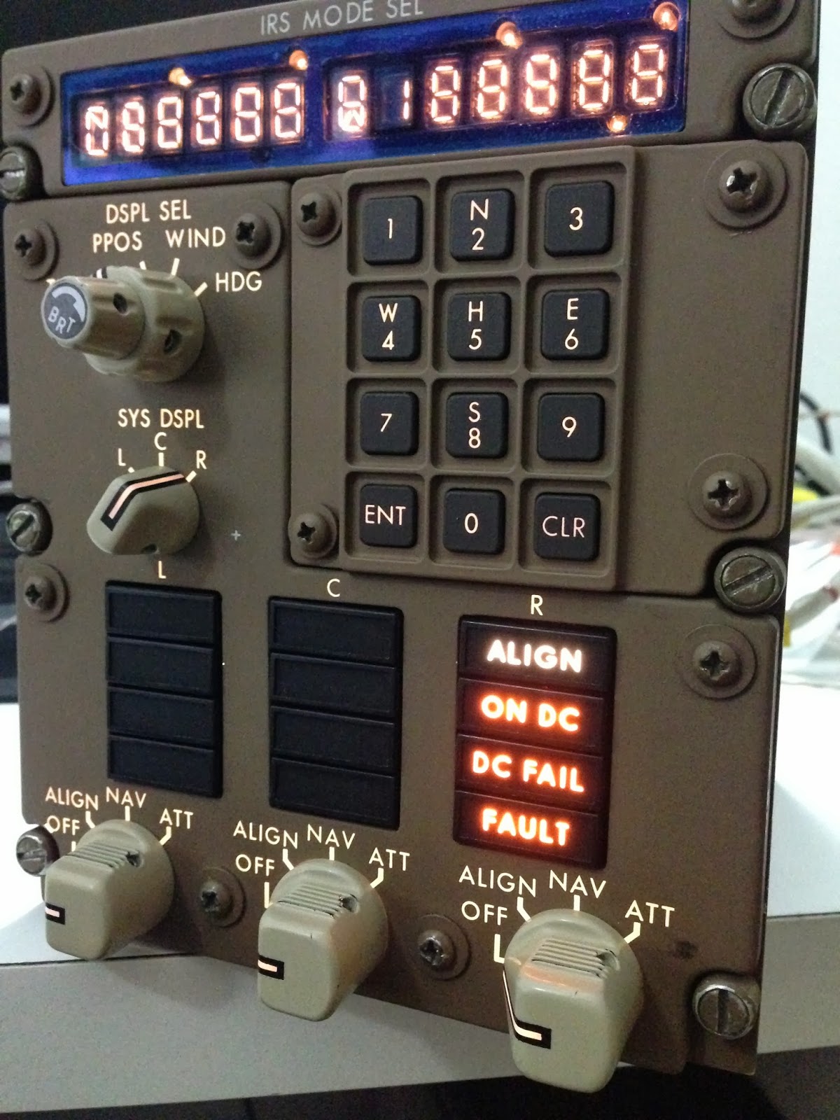 Boeing 767 Simulator Project: Avionics bending: IRS Mode Select Panel