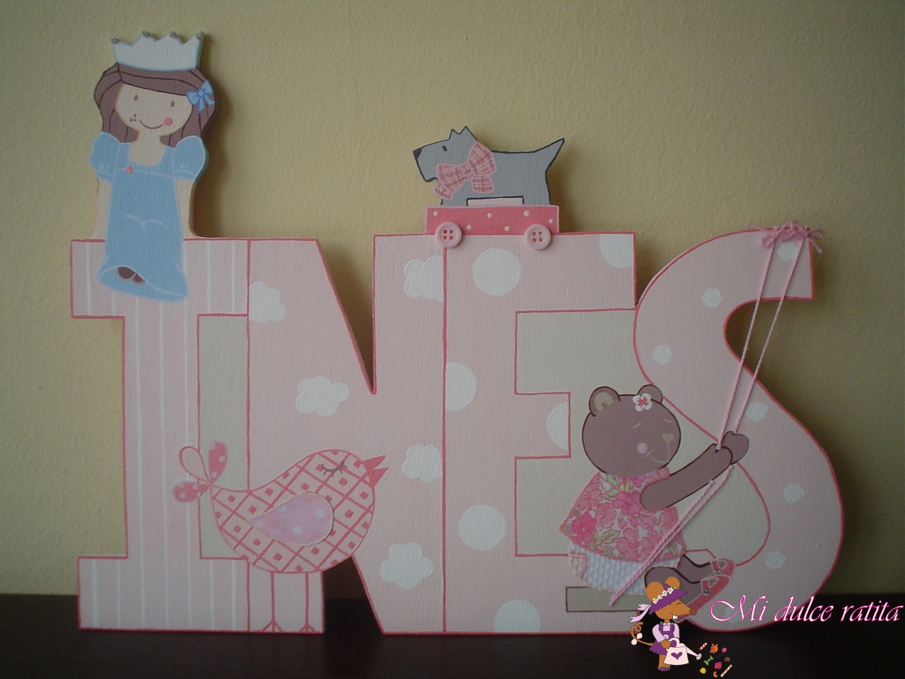 MI DULCE RATITA: PLACA PUERTA LETRAS INÉS