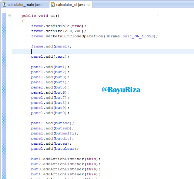 Tugas PBO - Program Kalkulator Sederhana Java | Bayu Riza
