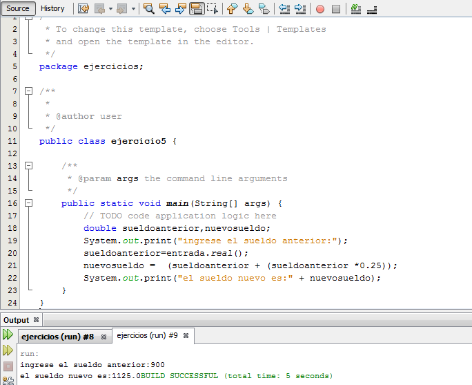 ejercicios en pseint y java