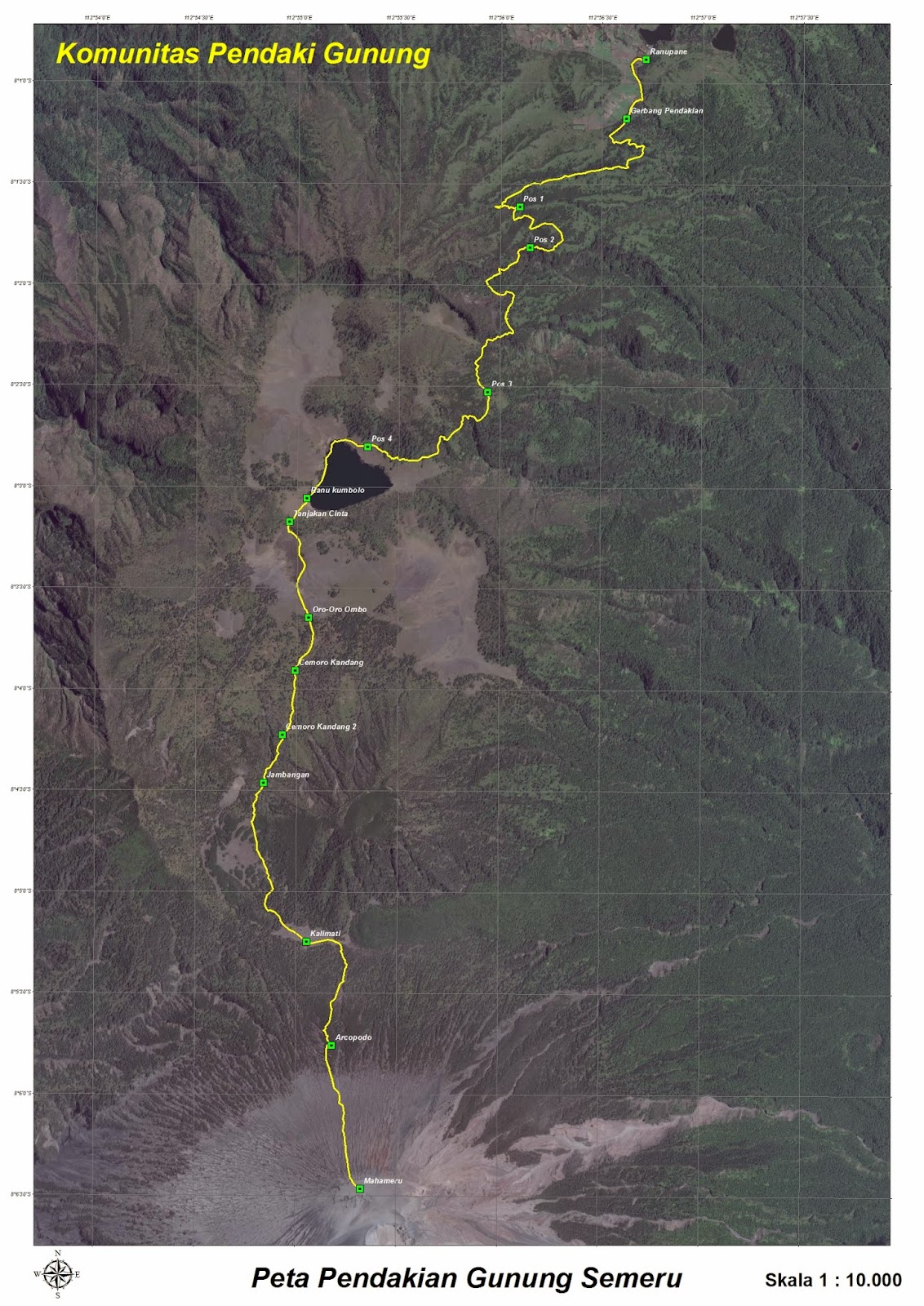 Peta Jalur Pendakian Gunung Semeru | Catatan Pendaki Gunung