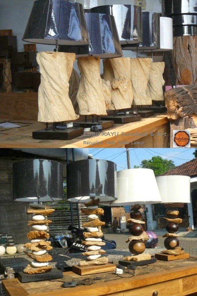KUBU KAYU Furniture & Art: Natural 'Rustic' Teak Table Lamp