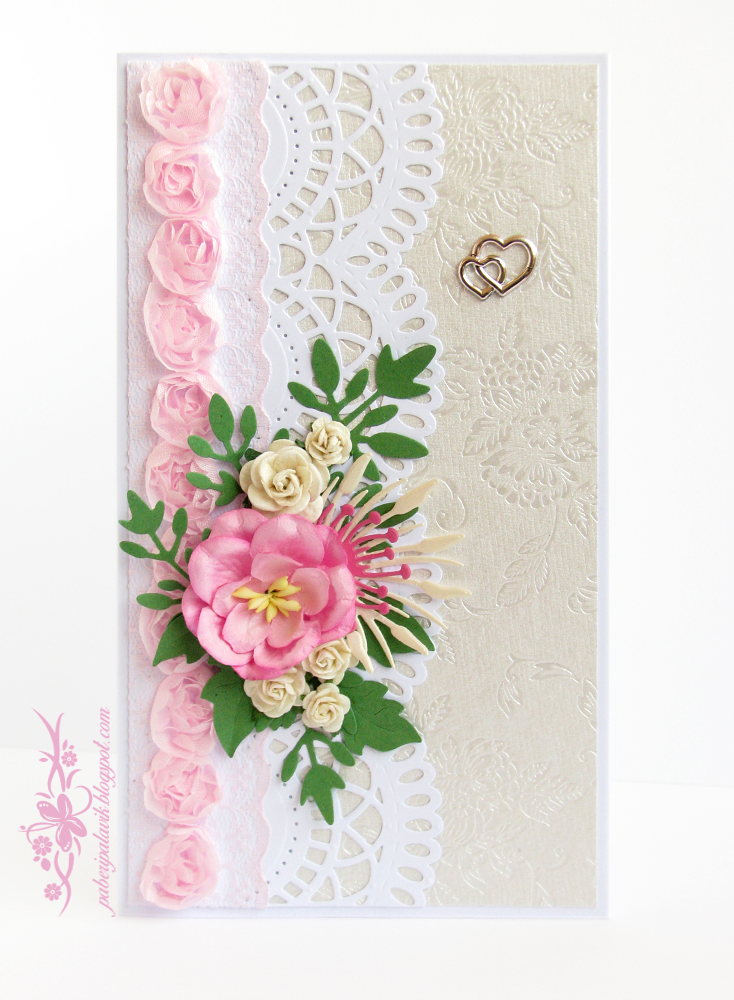 Paberipalavik: Valge-roosa pulmakaart