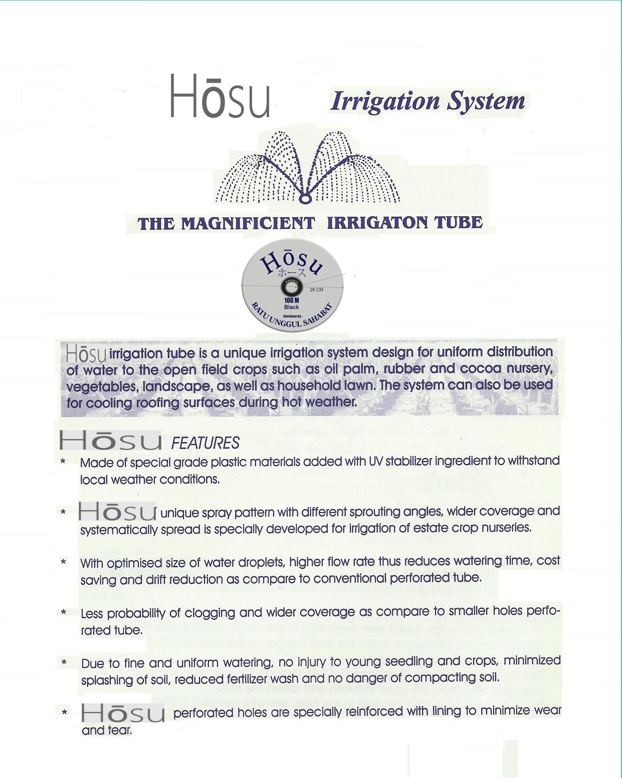 Selang Irigasi Sperti Sumisansui Merk HOSU Ex. Korea - Selang Irigasi