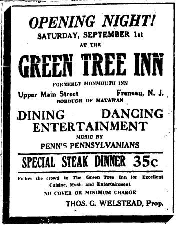 Aberdeen NJ Life: History: Green Tree Inn, Freneau (1934)