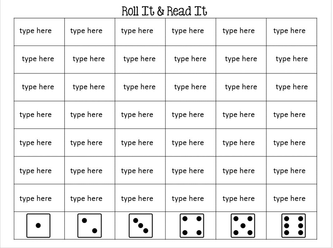 Miss Martel's Special Class: Read It and Roll It