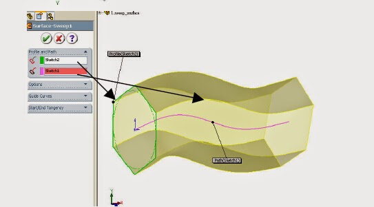 CADFamily.com: Solidworks Tutorial -- Sweep Surface Modeling