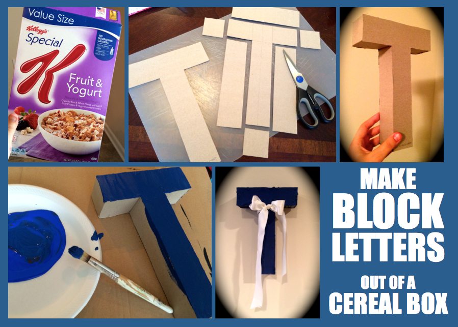 Cold Tuesday Morning: Make Block Letters out of Cereal Boxes