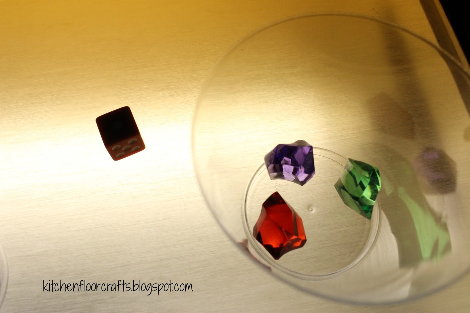 Kitchen Floor Crafts: Colored Gems on the Light Table