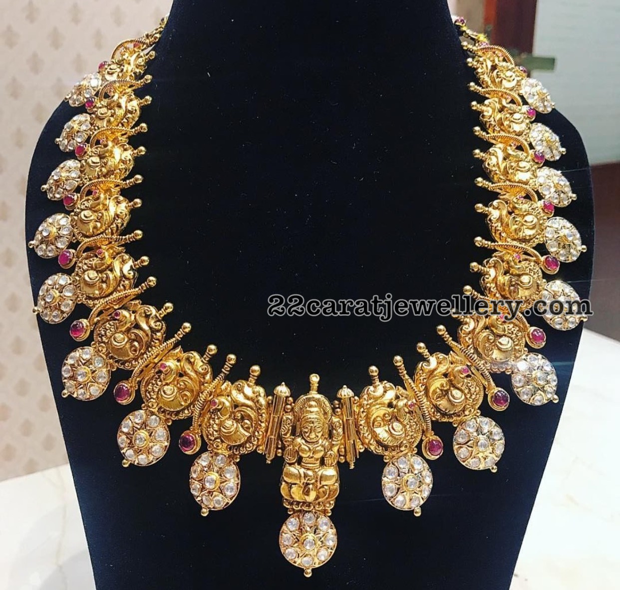 Peacock Bottu Mala with Kundan Work - Jewellery Designs