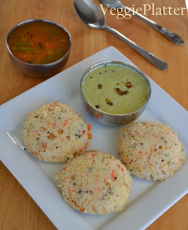 Veggie Platter: Rava-Semiya Idli / Semolina-Vermicelli Idli
