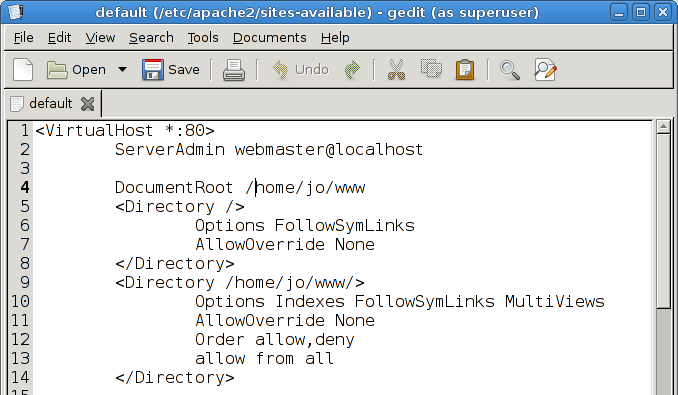 Terminal Diary | techblog: Change the DocumentRoot of Apache webserver (/var/www) in Debian / Ubuntu
