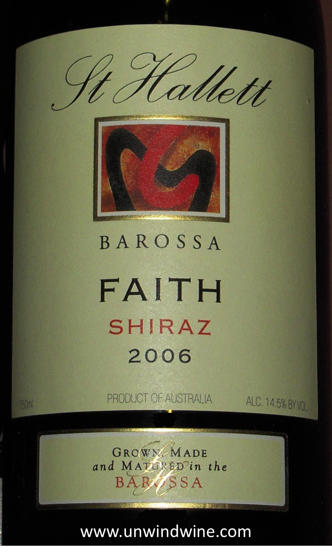 UnwindWine: St. Hallett Faith South Australia Barossa Shiraz 2006