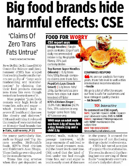 FOOD SAFETY LATEST: Big food brands hide harmful effects, claims Delhi ...