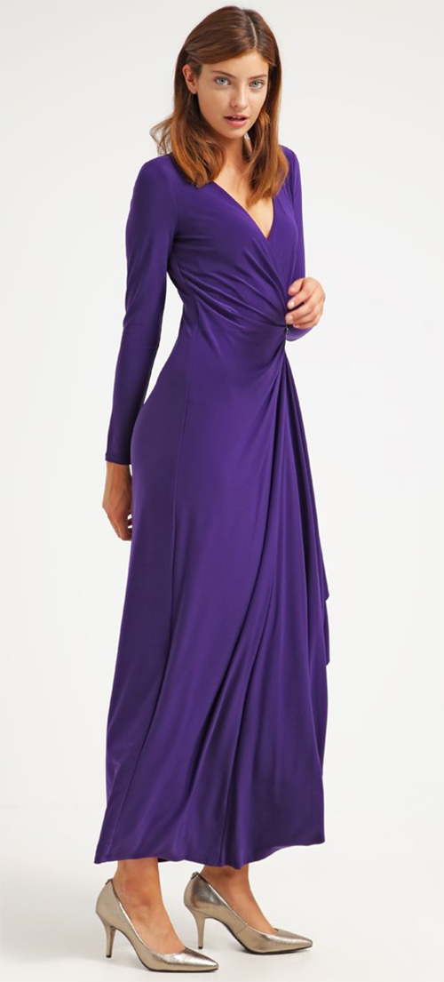 Robe de cocktail violette manches longues Lauren Ralph Lauren