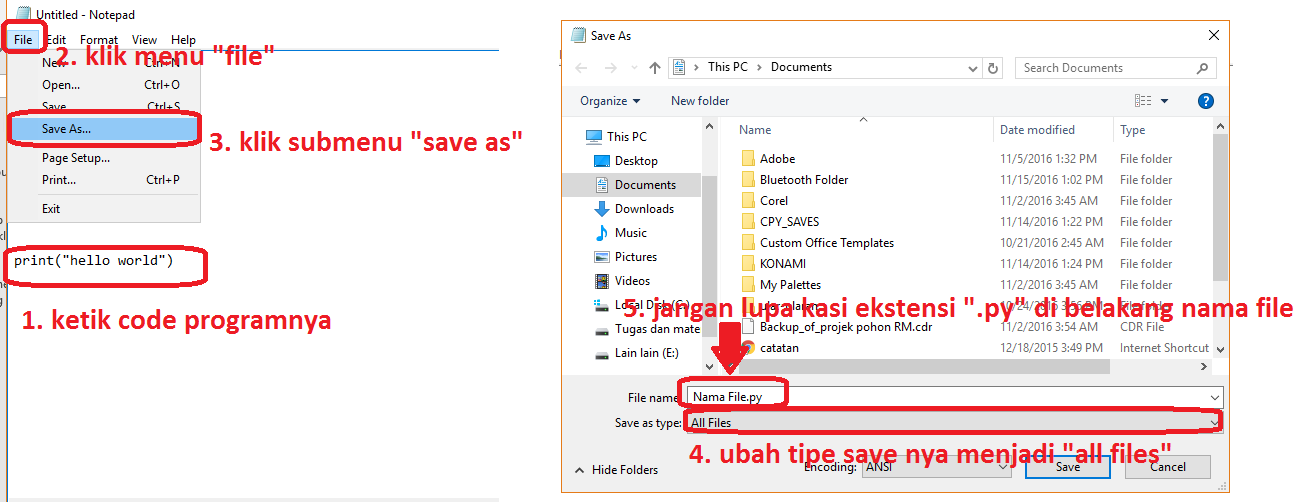 Cara menulis script atau code program python ~ Belajar Python