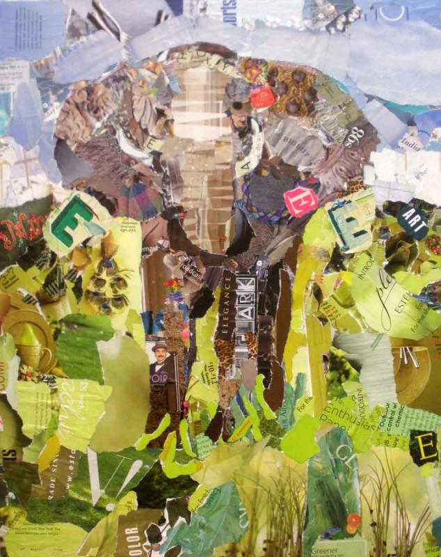 Caboose Watercolor Society: Gentle Giant Elephant collage