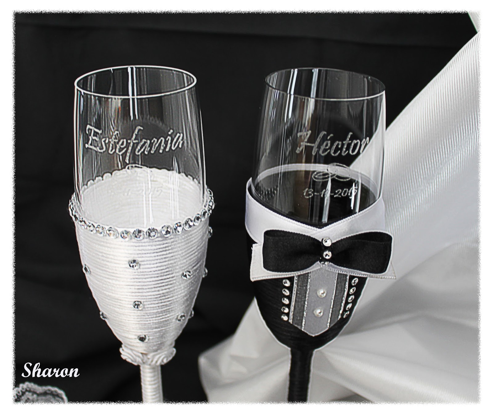 Las manualidades de Sharon: Encargo : copas de novios