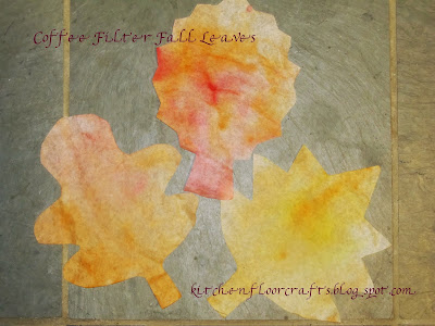 Kitchen Floor Crafts: Coffee Filter Fall Leaves