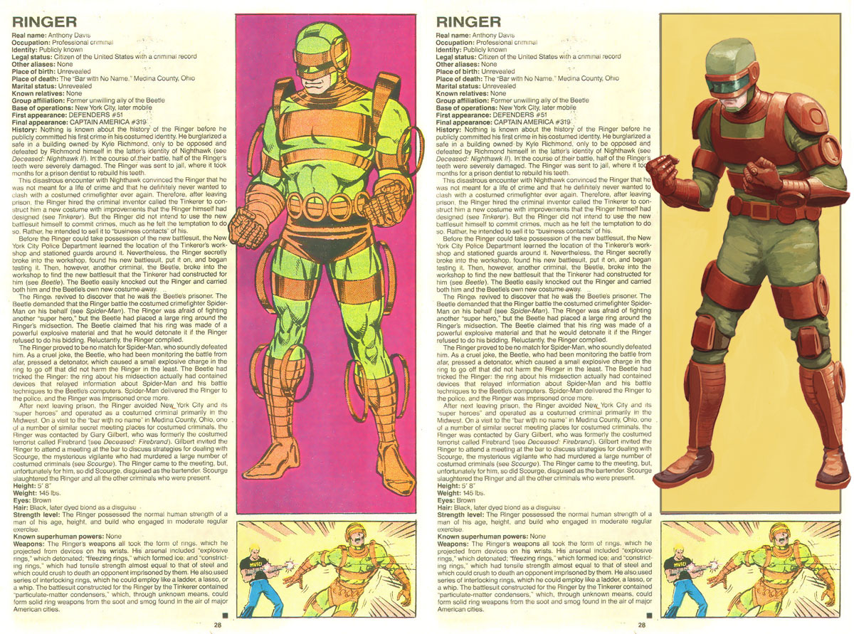 The Official Handbook to the Marvel Universe - REDUX Edition: RINGER by ...