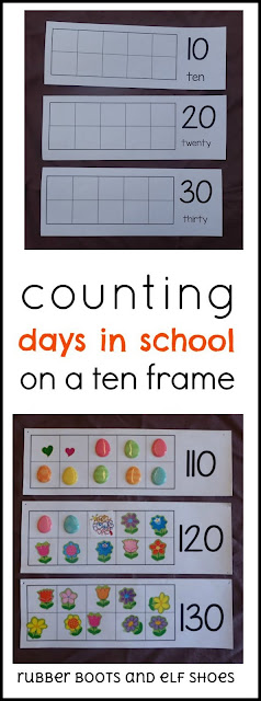 counting school days on a ten frame - rubber boots and elf shoes